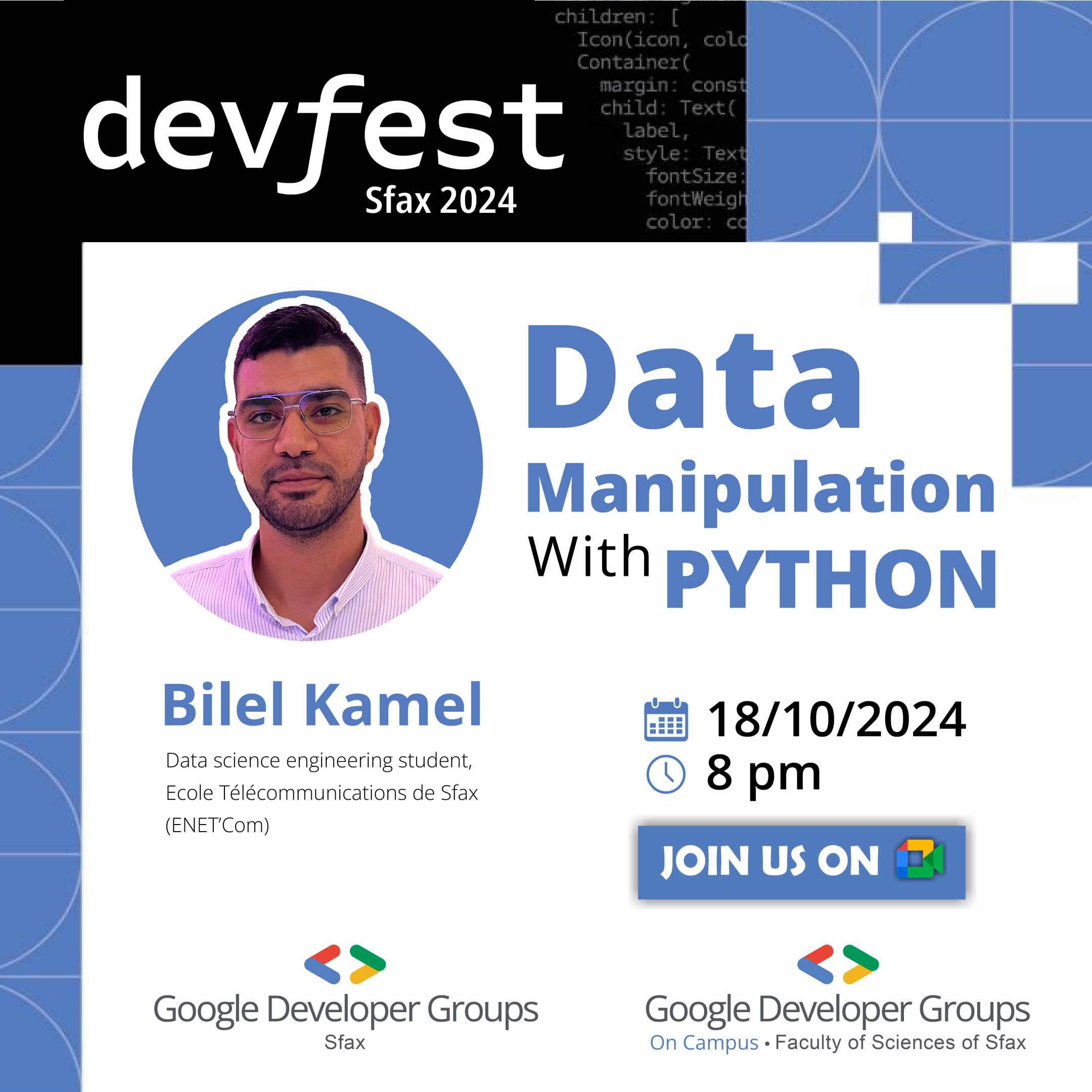 See Data manipulation with python at Google Developer Groups GDG Sfax